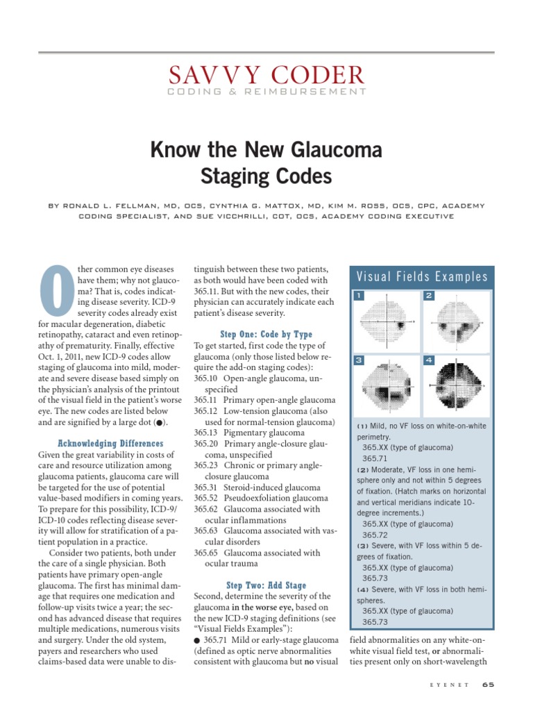 Understanding the New ICD-9 Glaucoma Staging Codes and Their Importance for Accurately ...