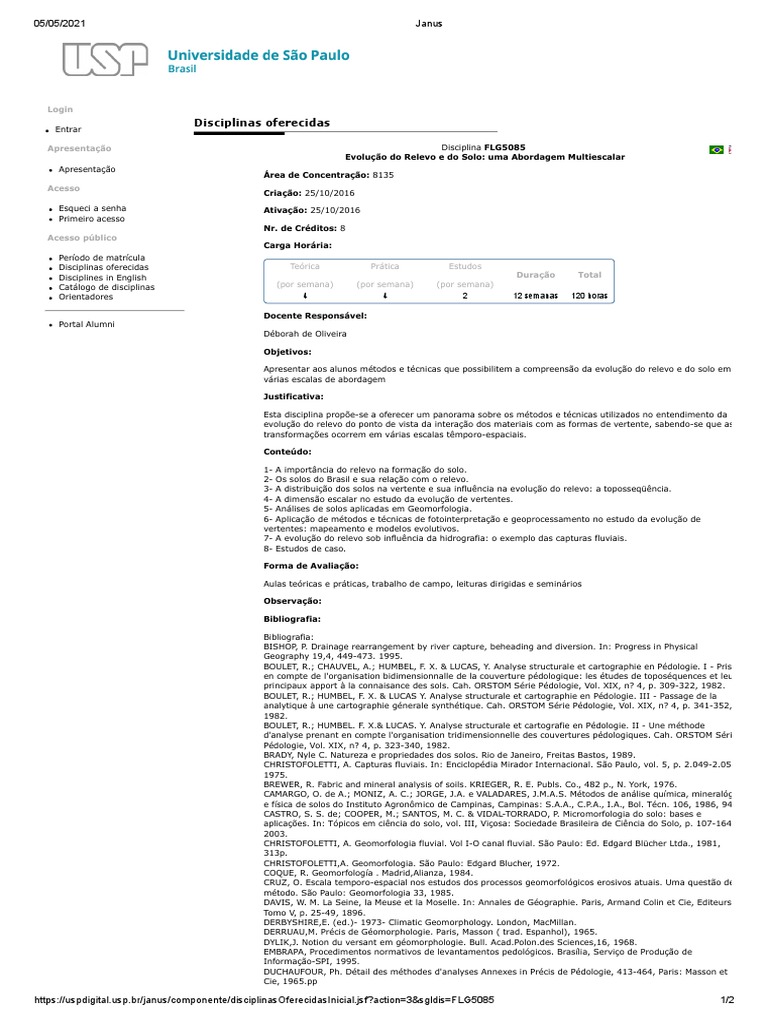 Ementa USP Relevo e Solo | PDF | Geografia | Natureza