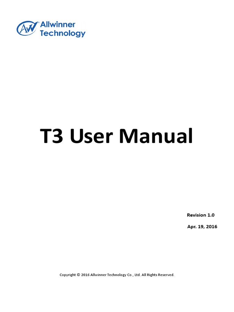 Allwinner T3 User Manual V1.0 Cleaned | PDF | License | Patent