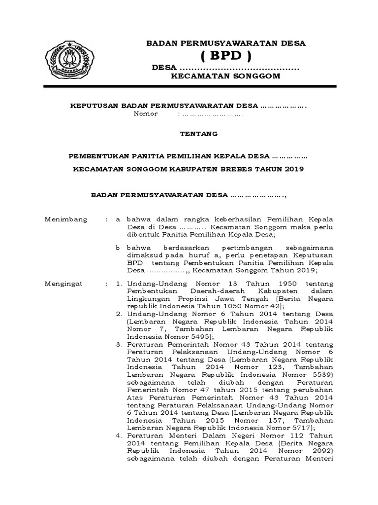 Pembentukan Panitia Pilkades 2019 | PDF