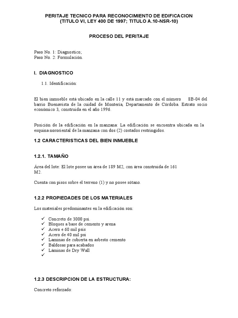 Modelo Peritaje Edificación | PDF | Horticultura y jardinería | Hormigón