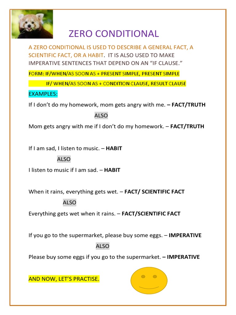 Zero Conditional (Explanation + Exercises) | PDF