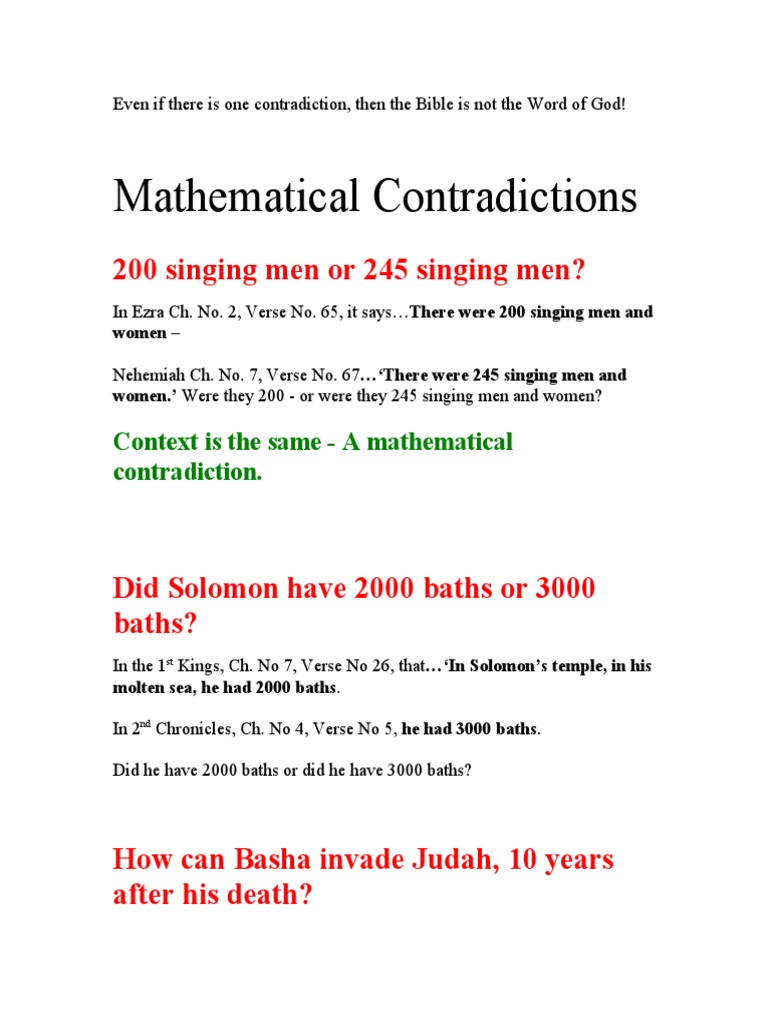 Biblical Contradictions Explained | PDF | Books Of Chronicles | Ancient ...