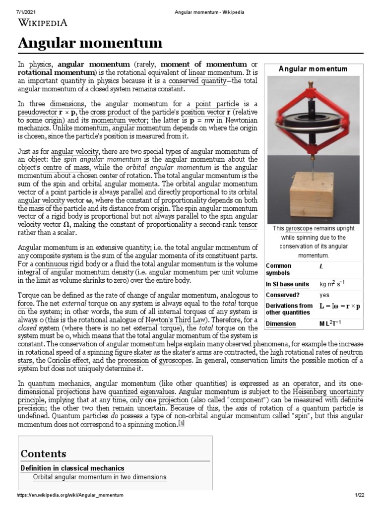 Angular Momentum: Rotational Momentum) Is The Rotational Equivalent of ...
