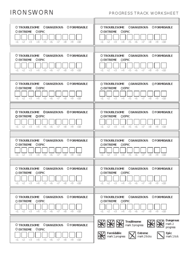 Ironsworn Progress Track Worksheet | PDF