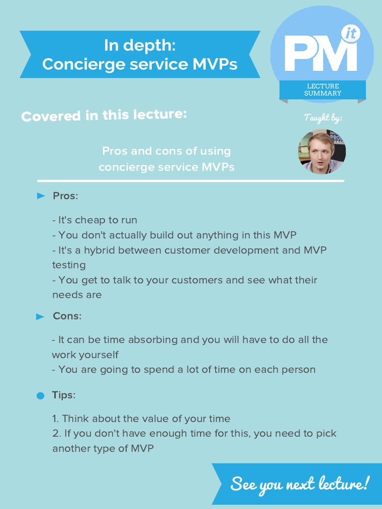 CHEAT SHEET - in Depth - Concierge Service MVPs | PDF