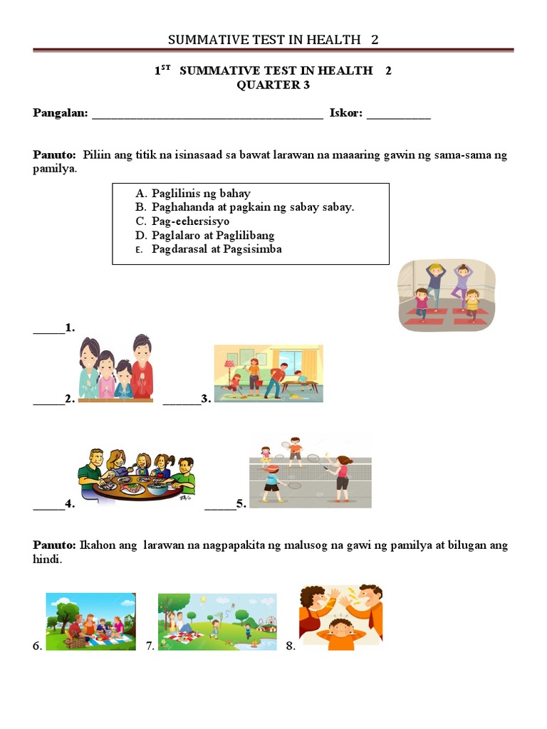 q3 Summative Health Week 1 2 1 | PDF