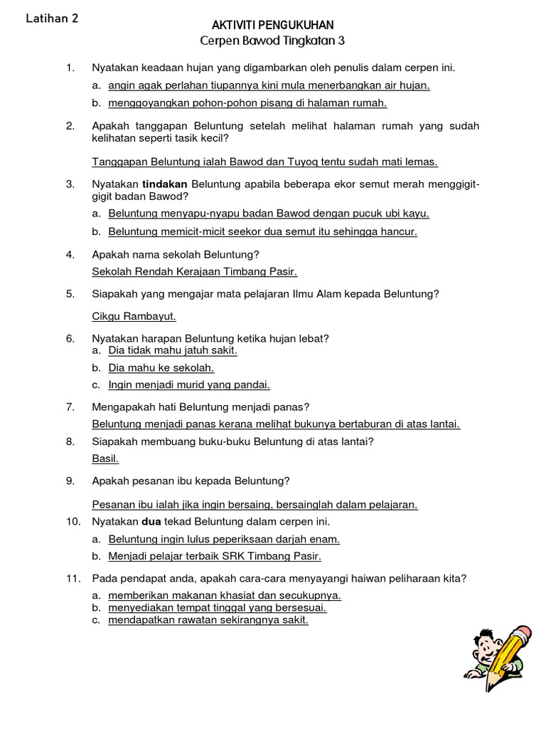 Latihan Cerpen Bawod Tingkatan 3 | PDF