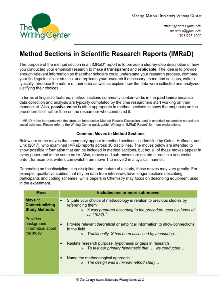 IMRaD Method Section | PDF | Data | Methodology
