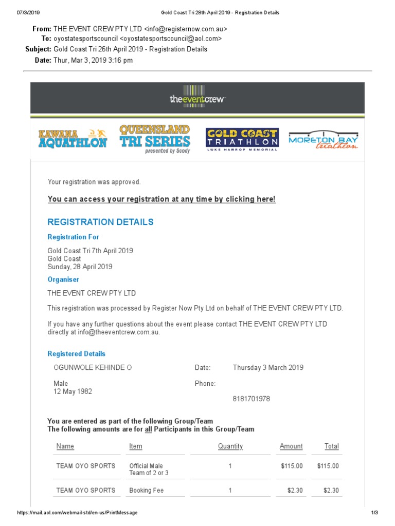Gold Coast Tri 2019 Registration Info | PDF | Cyberspace | Online Services