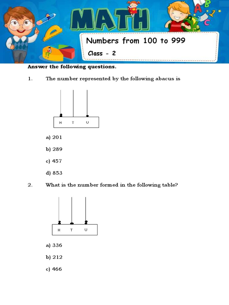 Understanding 3-Digit Numbers Through Abacus Representations | PDF ...