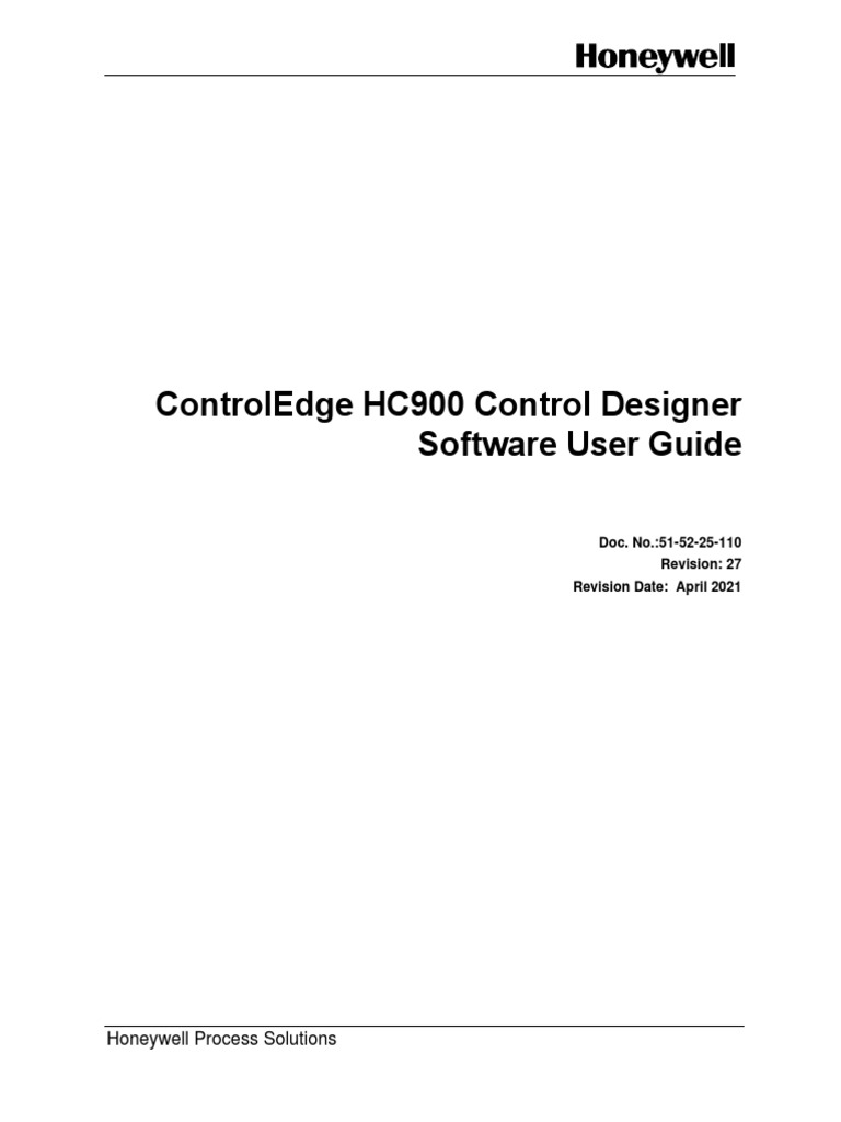 Controledge Hc900 Control Designer Software User Guide: Honeywell Process Solutions | Download ...