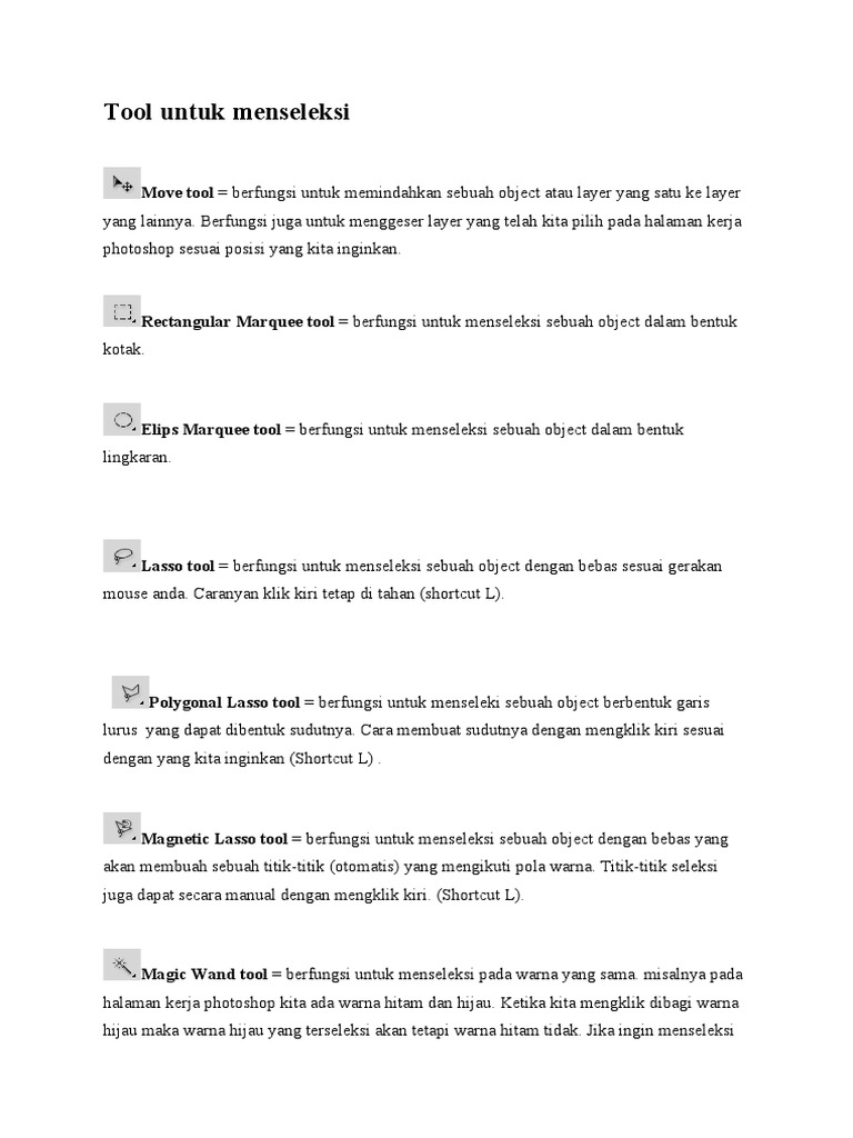 Alat Seleksi dan Pengeditan di Photoshop | PDF