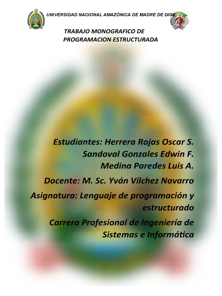 Trabajo Monografico de Programacion Estructurada | PDF | C ++ | Tipo de datos