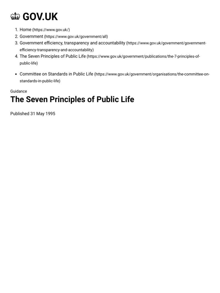 The Seven Principles of Public Life - GOV - Uk | PDF | Copyright ...