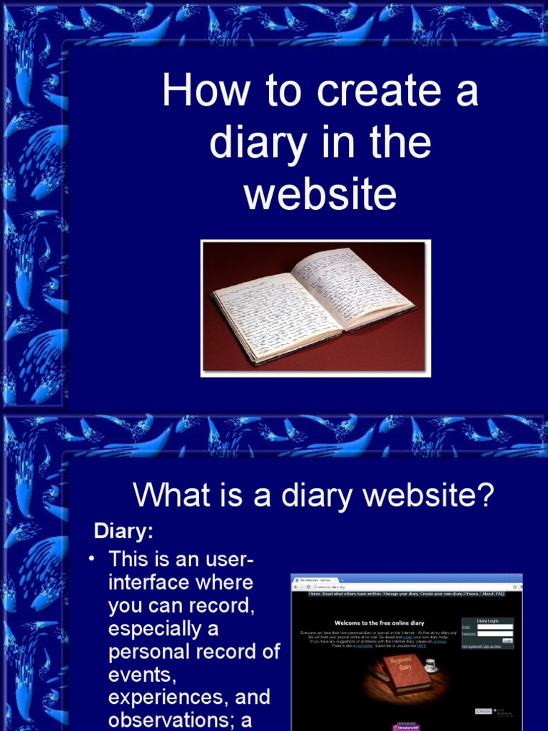 How To Create A Diary in The Website | PDF | English As A Second Or ...
