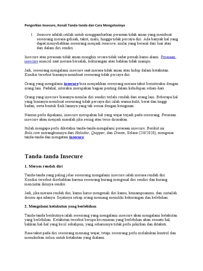 Materi Tentang Insecure | PDF
