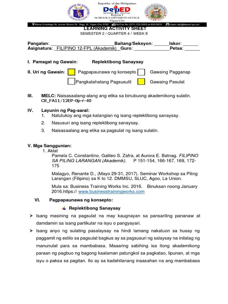 Fil 12 Las FPL Q4 W8 | PDF