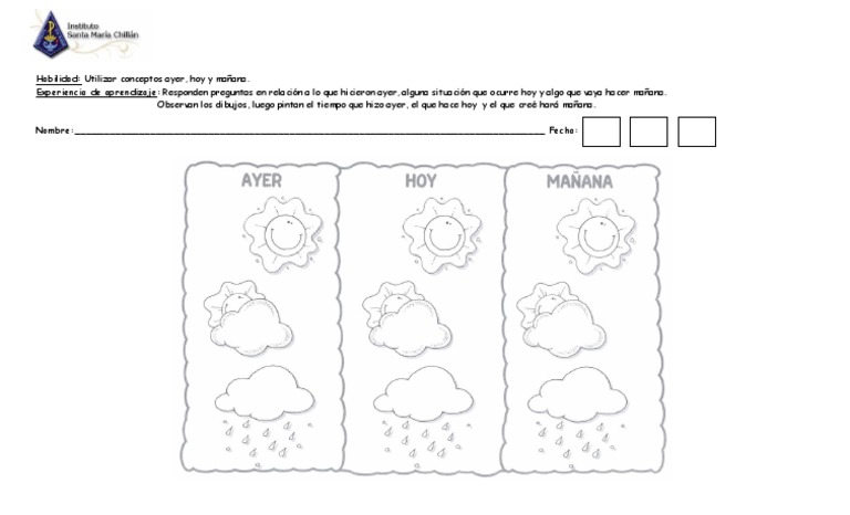 Actividades Ayer, Hoy y Mañana para Niños | PDF