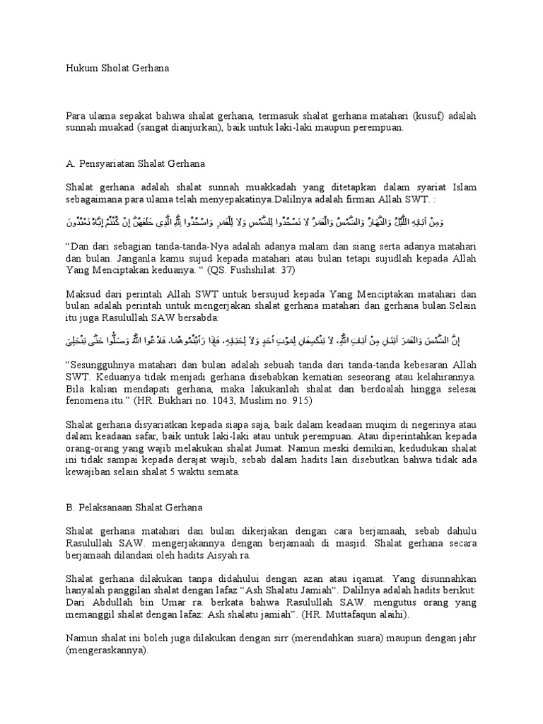 Shalat Gerhana: Sunnah Muakkadah | PDF