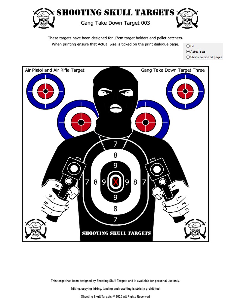 Gang Take Down Target 003 - 17cm - Shooting Skull Targets | PDF