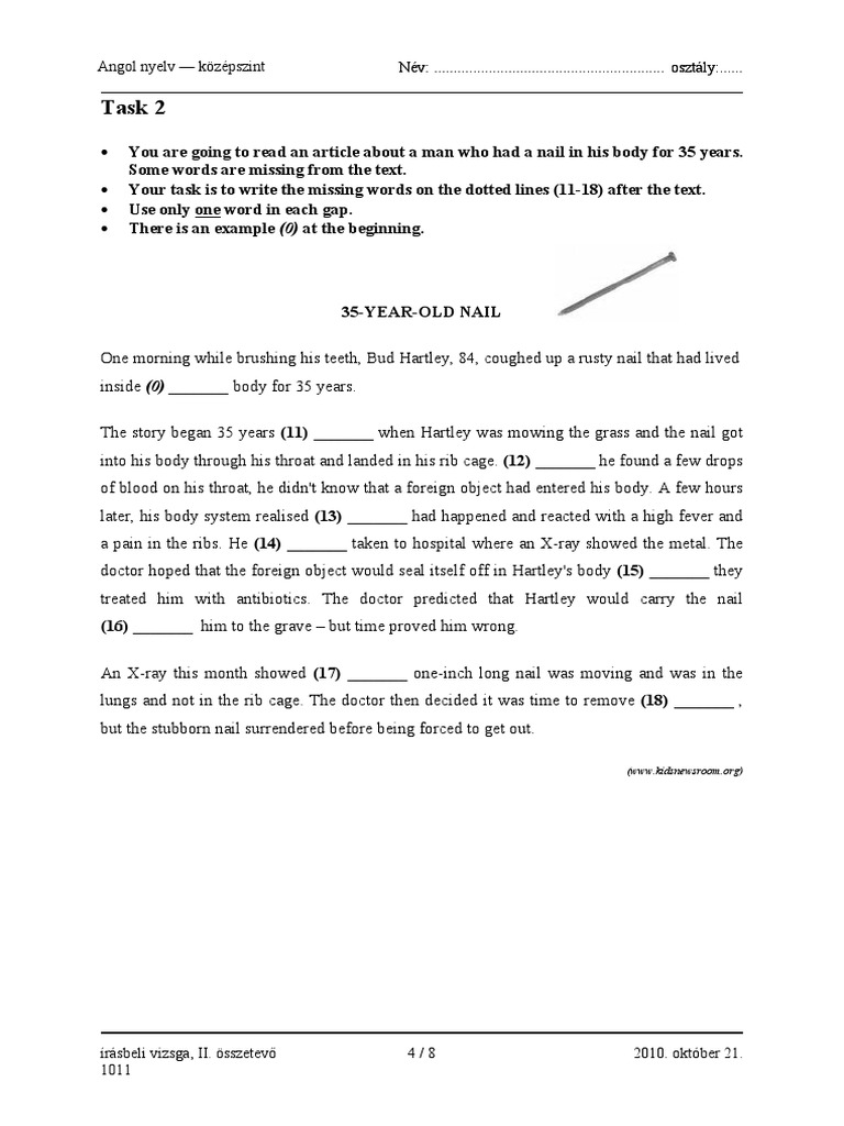 Missing Words - Reading Excercises | PDF