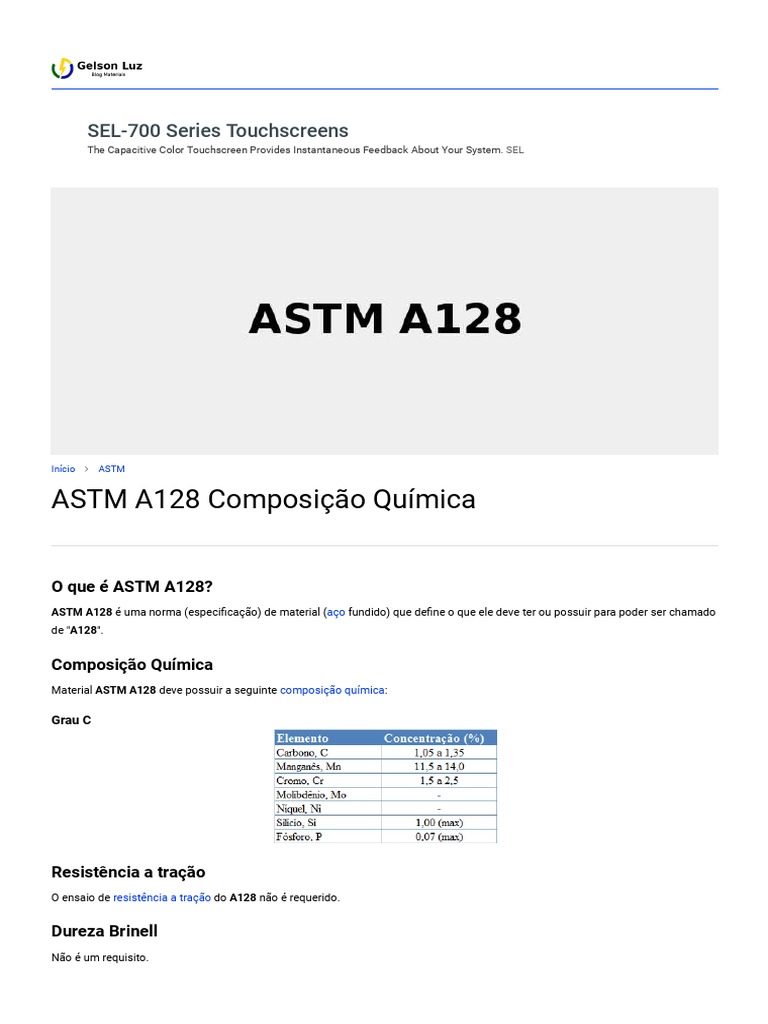 ASTM A128 Composição Química | PDF