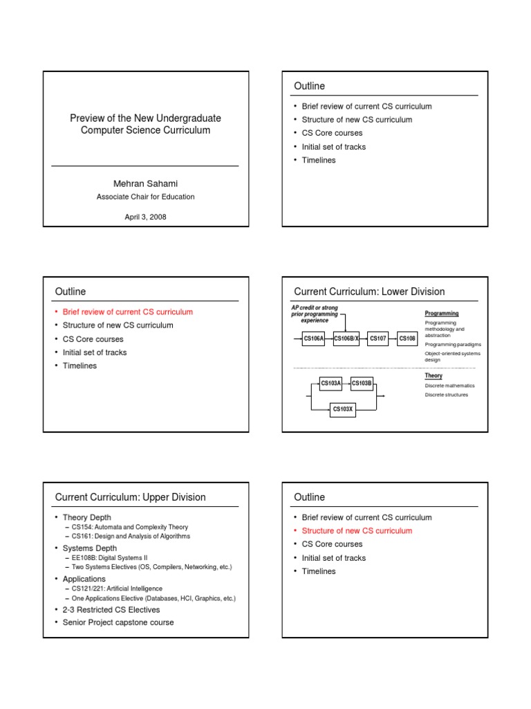 Stanford Computer Science Curriculum Revision-Preview-04-03-08 | PDF ...