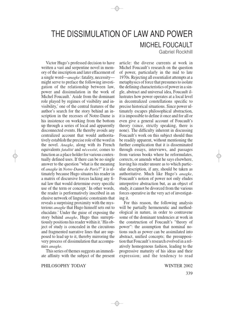 The Dissimulation of Law and Power: Michel Foucault | PDF | Discourse | Michel Foucault