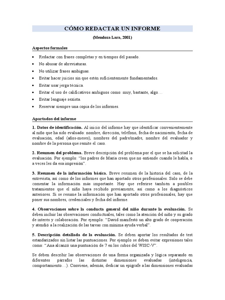 Cómo Redactar Un Informe | PDF | Evaluación | La naturaleza humana
