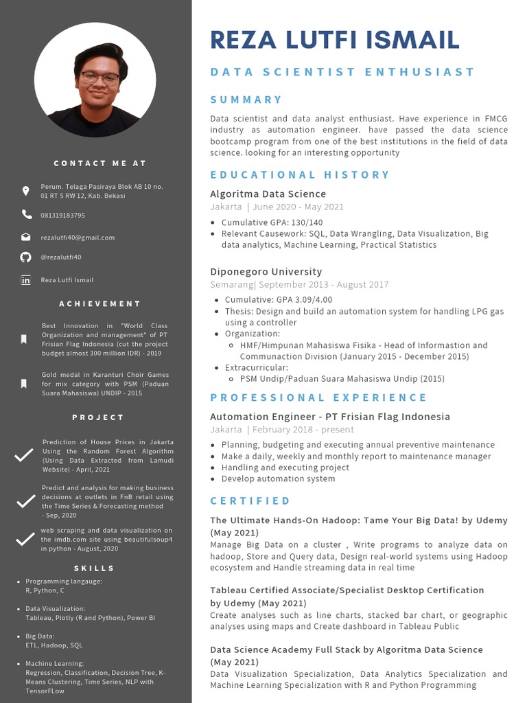 CV - Reza Lutfi Ismail | Download Free PDF | Data Science | Big Data