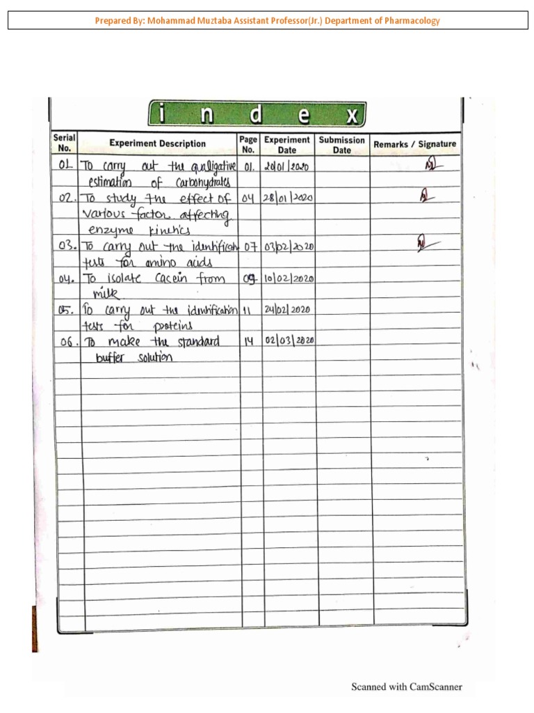 Biochemistry Practical File | PDF Biochemistry Practical File | PDF