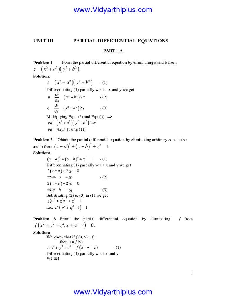 Unit Iii Partial Differential Equations: Z X A y B | PDF | Rates ...