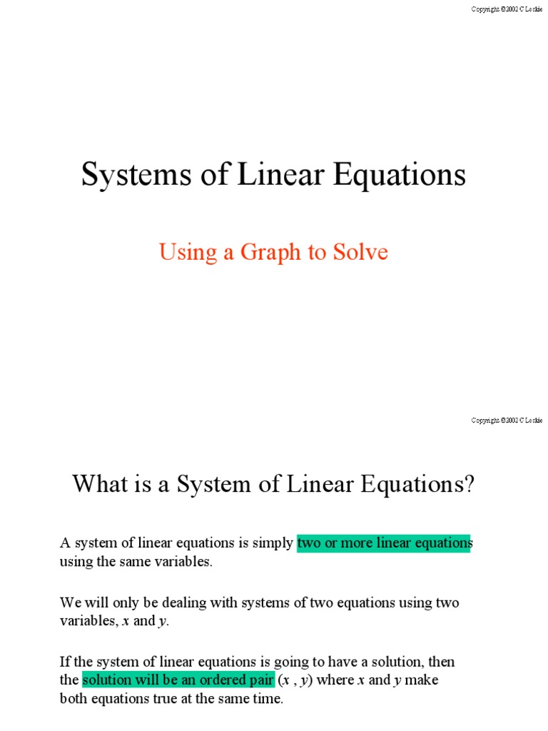 Graphing Linear Systems to Find Solutions | PDF | System Of Linear ...
