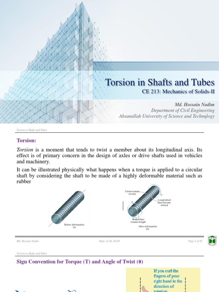 Torsion in Shafts and Tube | PDF | Stress (Mechanics) | Physics