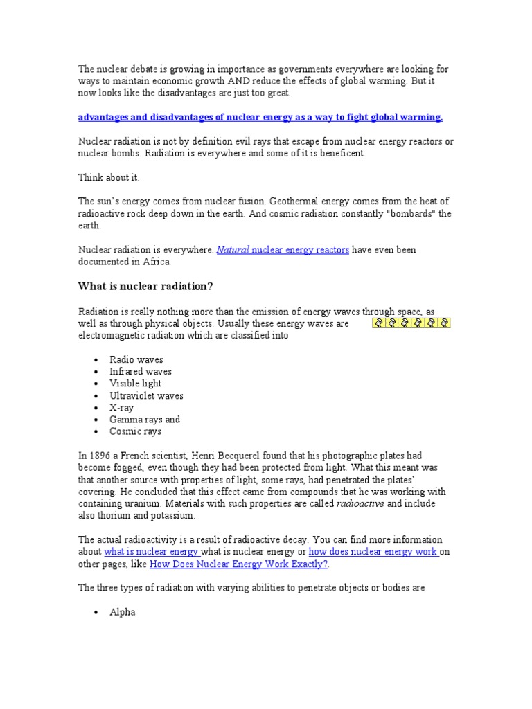 Advantages and Disadvantages of Nuclear Energy As A Way To Fight Global ...