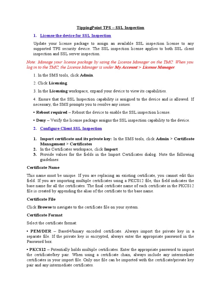 TippingPoint TPS - SSL Inspection Steps | PDF | Transport Layer ...