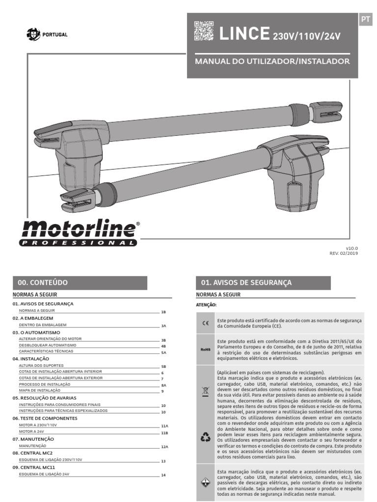 Manual do Motorline Lince 400 | PDF | Desperdício | Embalagem e rotulagem