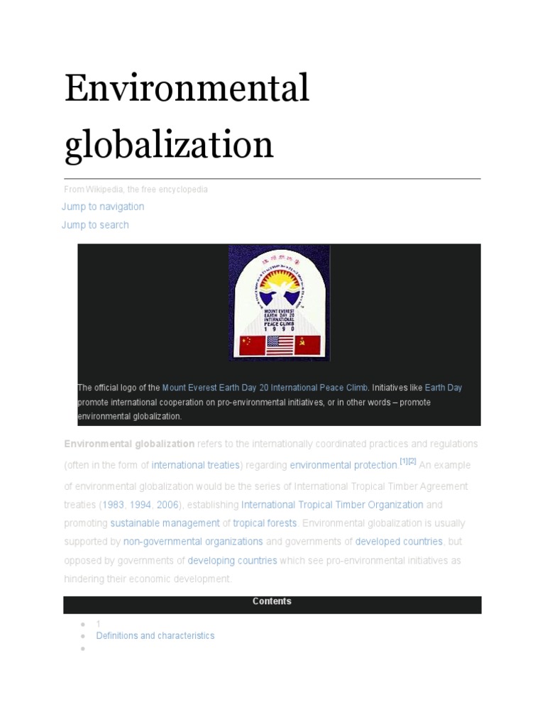 Environmental Globalization: From Wikipedia, The Free Encyclopedia ...