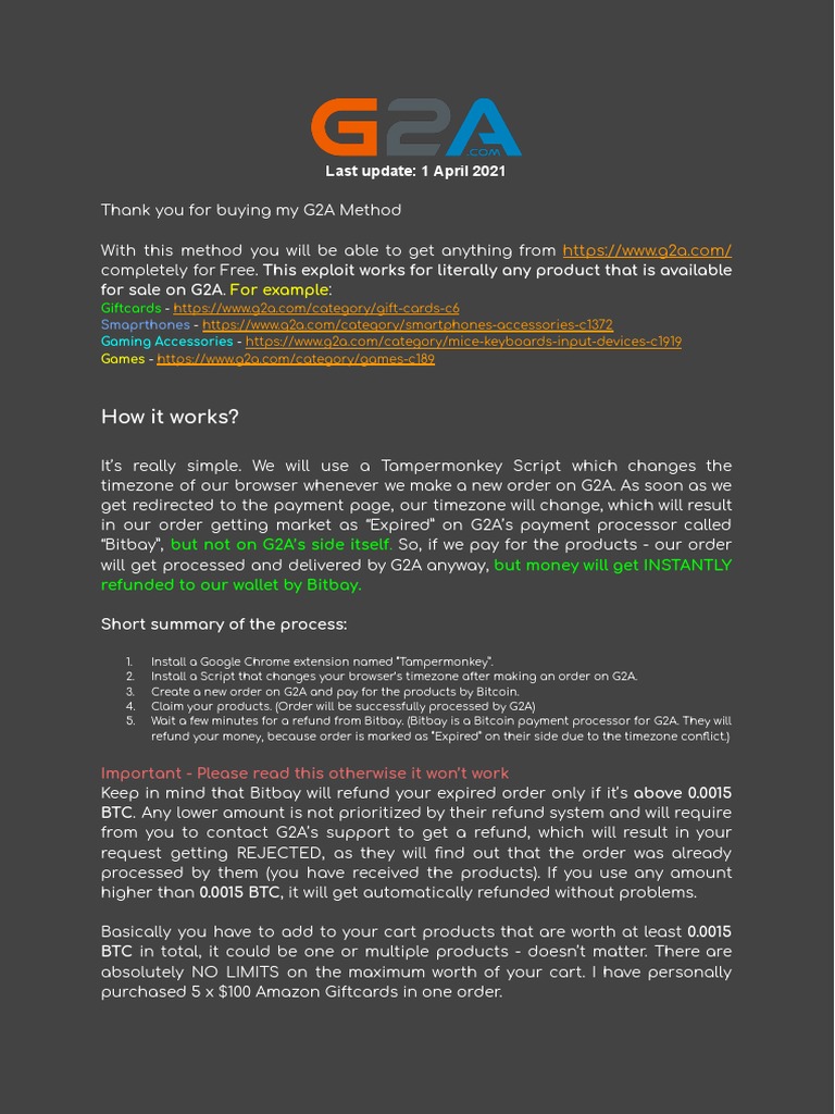 G2a Exploit Updated April 1st 2021 | PDF | Bitcoin | Computing