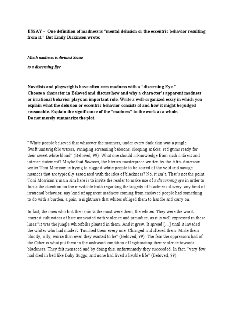 ESSAY Beloved Toni Morrison | PDF | Essays