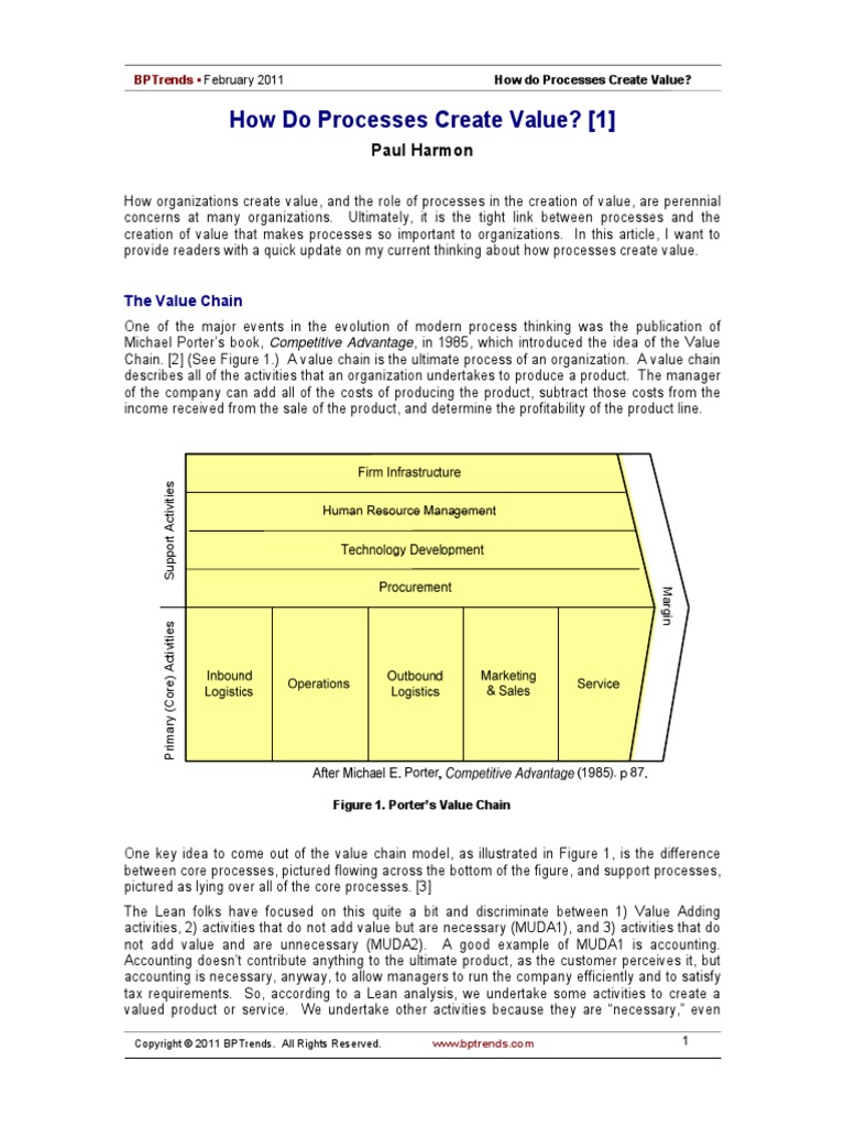 How Do Processes Create Value? (1) : Paul Harmon | PDF | Value Chain ...