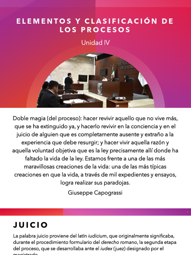 Unidad 4 Elementos y Clasificación de Los Procesos | PDF | Ley procesal ...