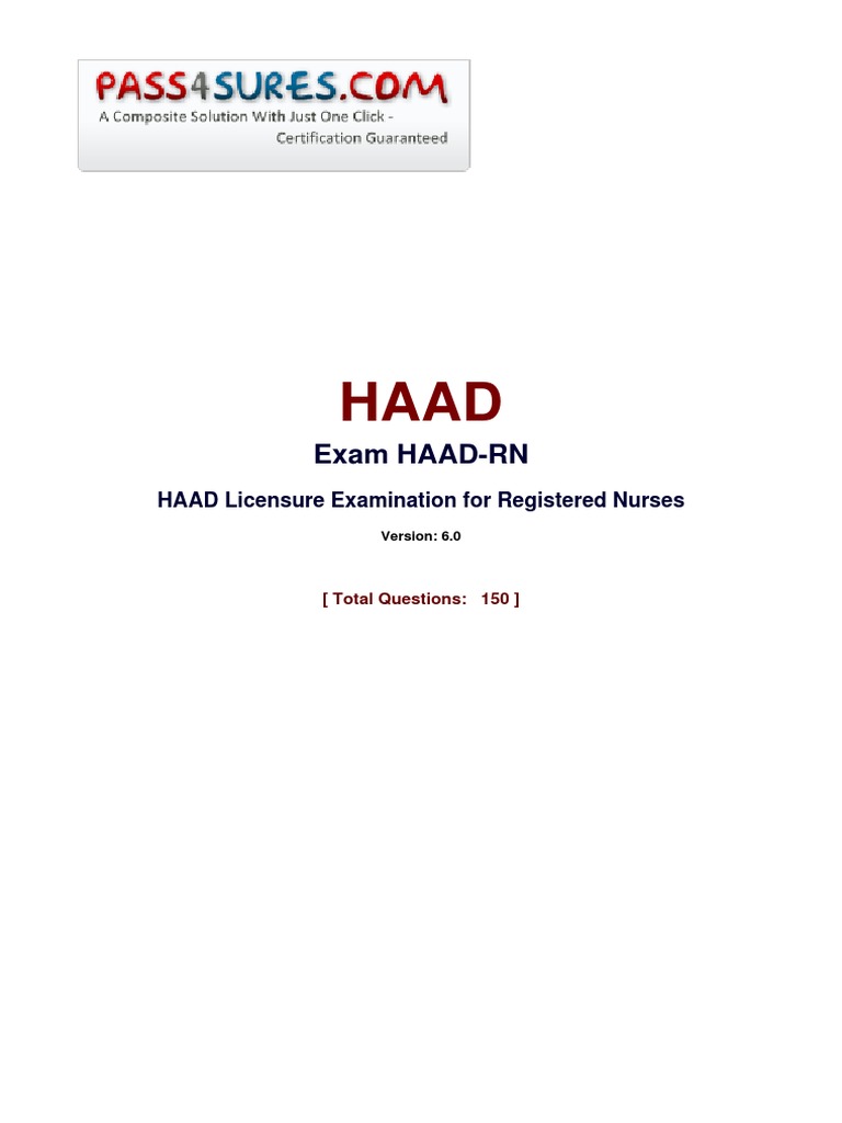 Exam HAAD-RN: HAAD Licensure Examination For Registered Nurses | PDF ...