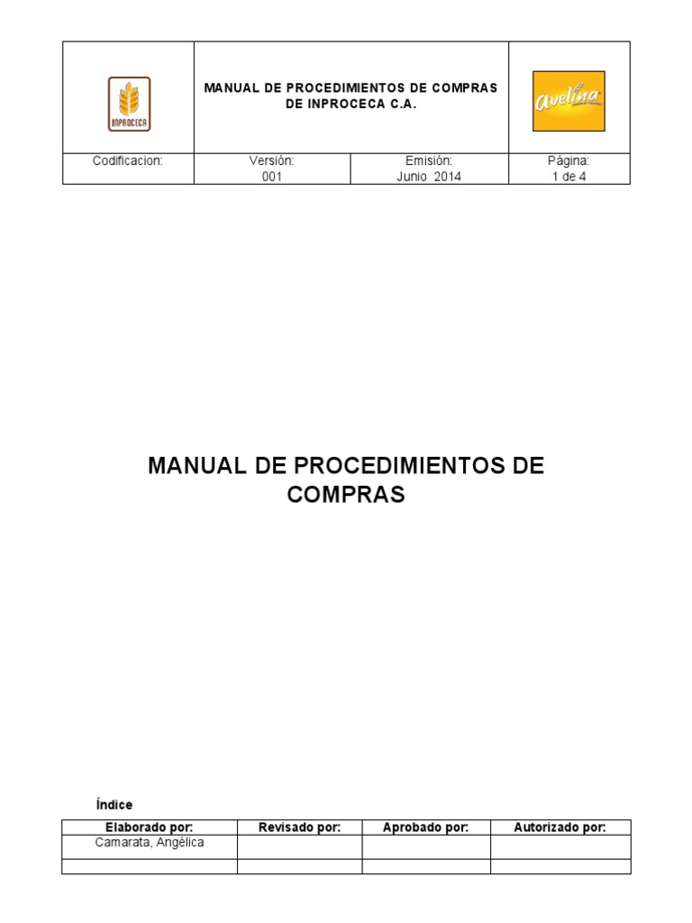 Manual de Procedimientos de Compras VER 2 | PDF | Empresas | Business