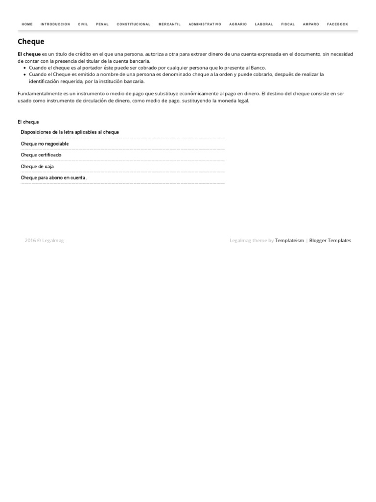 Tipos y funciones del cheque | PDF