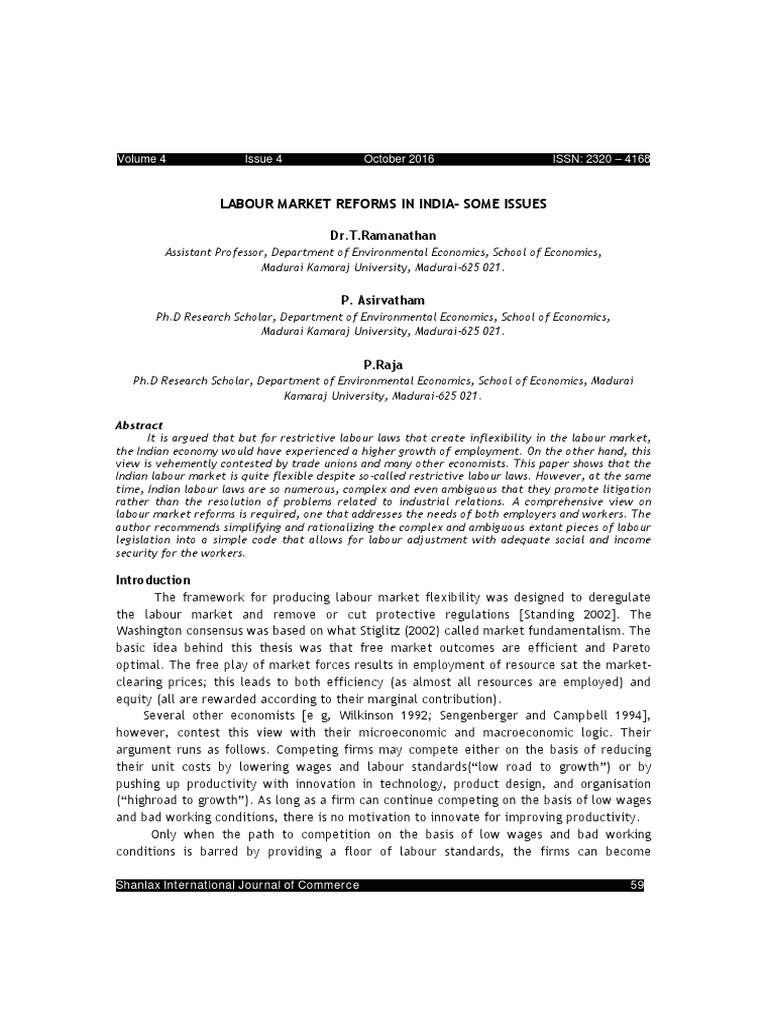 Labour Market Reforms | PDF | Economic Growth | Labour Economics