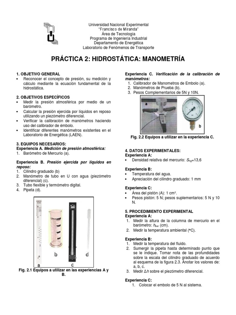 P-02 Practica Manometria | PDF | Medida de presión | Presión