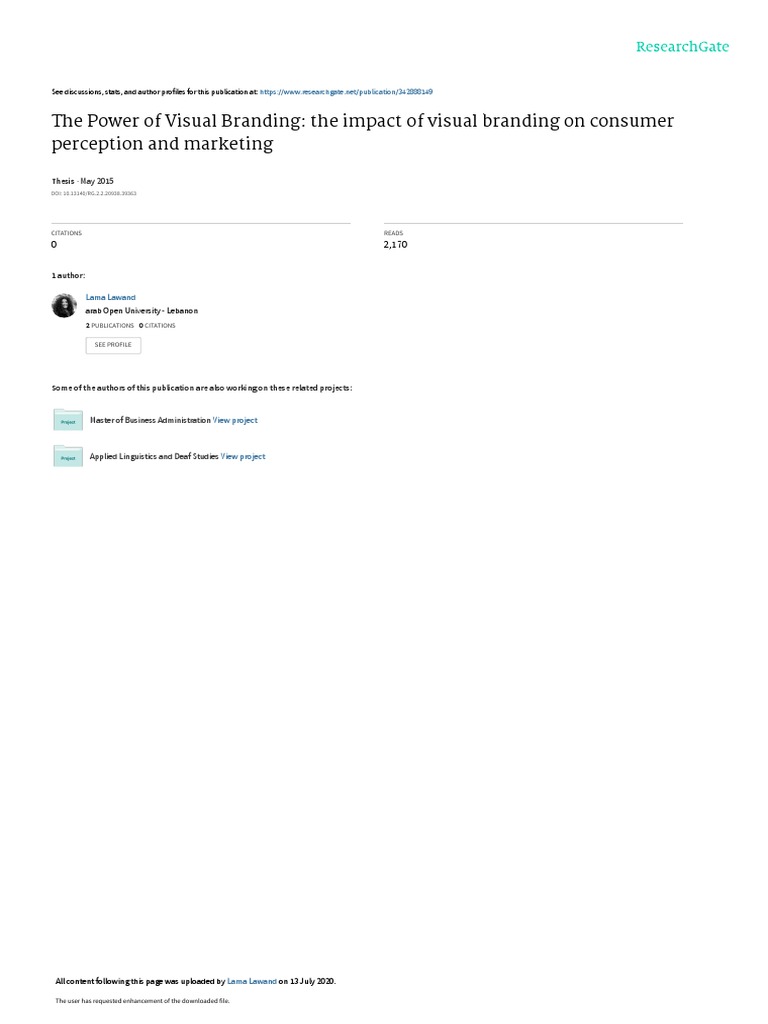 Lama - Lawand - The Power of Visual Branding | PDF | Consumer Behaviour ...