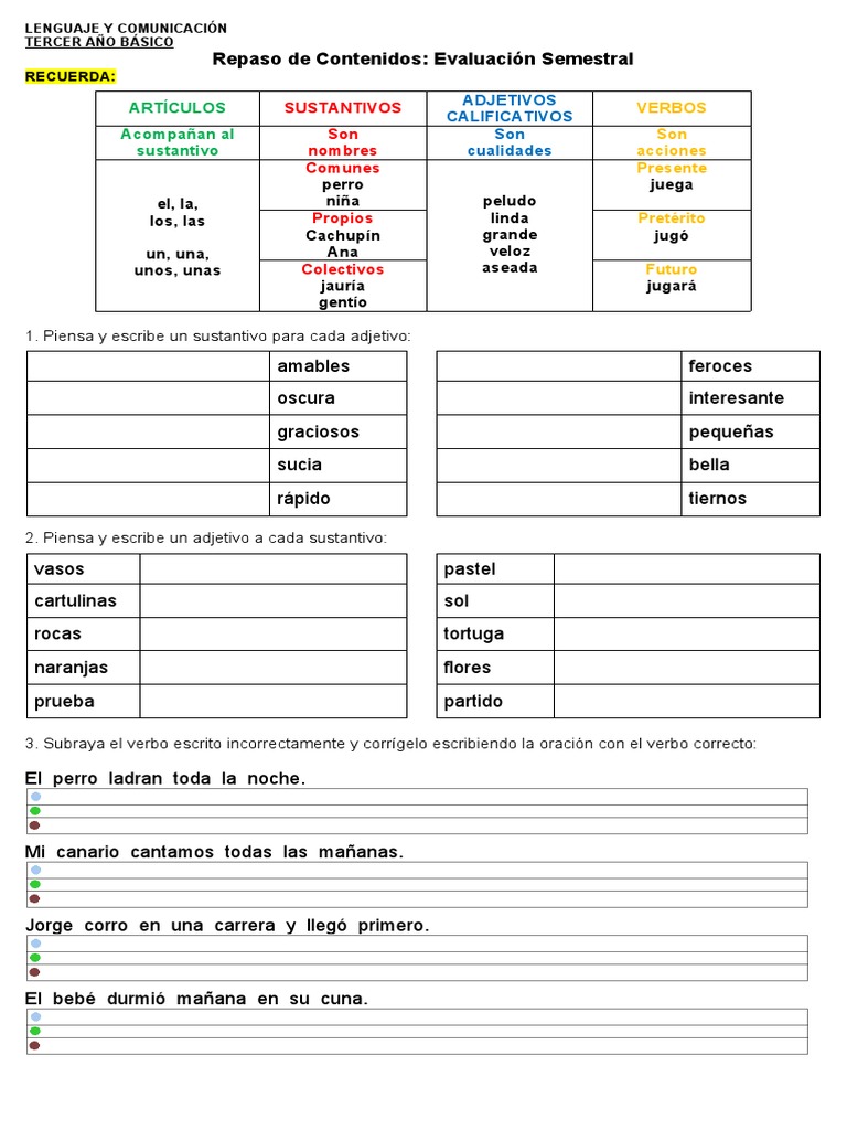 Sustantivos Adjetivos y Verbos | PDF | Morfología | Ciencia cognitiva